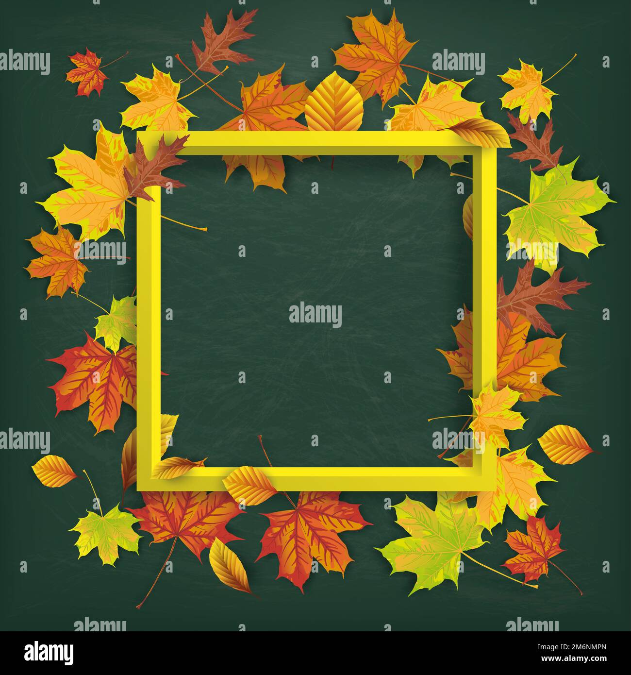 Autumn Foliage Frame Green Blackboard Stock Photo - Alamy