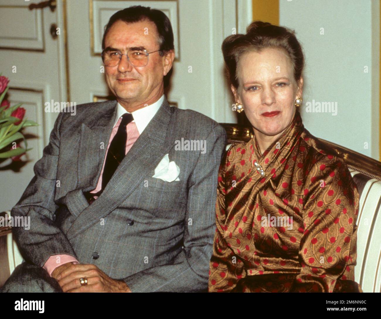 QUEEN MARGRETHE of Denmark with husband Prince Henrik at her 50th ...