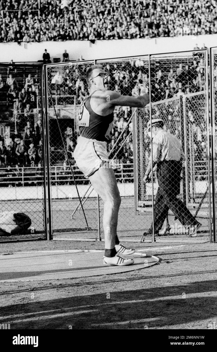 ERIK MYGGAN UDDEBOM Swedish shot athlete at competition at Stockholm ...