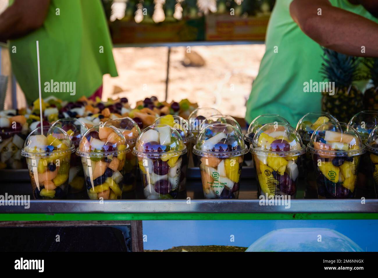 Fresh fruit shop with fruit glasses Stock Photo - Alamy