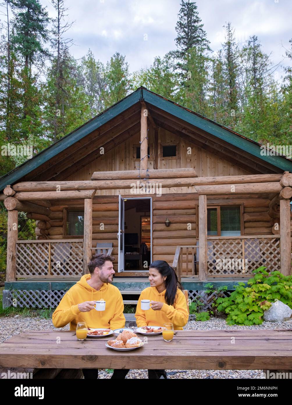 Wooden hut in an autumn forest , cabin off grid , wooden cabin woods ...