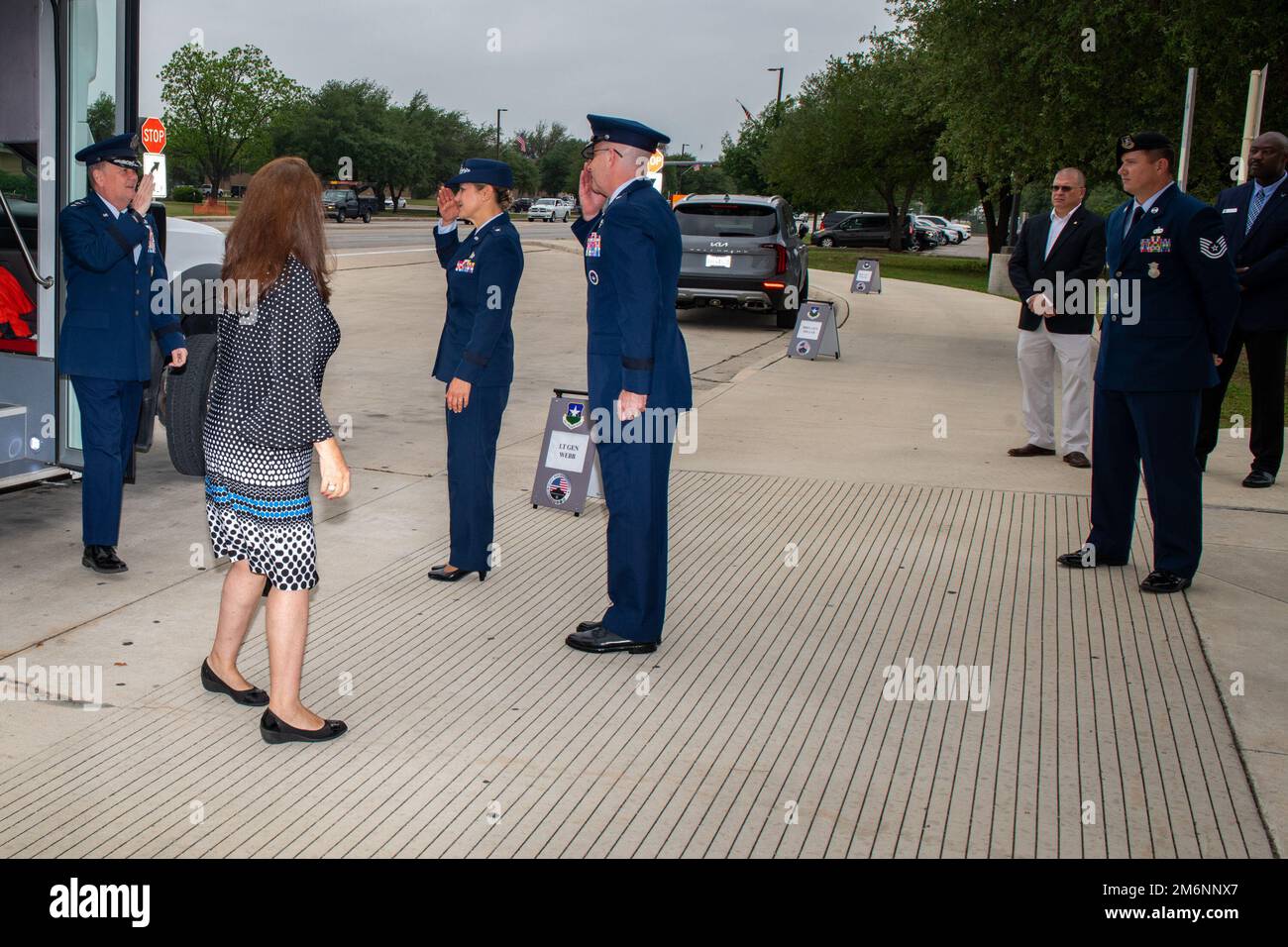 U.S. Air Force Brig. Gen. Caroline Miller (center), Commander, 502nd ...