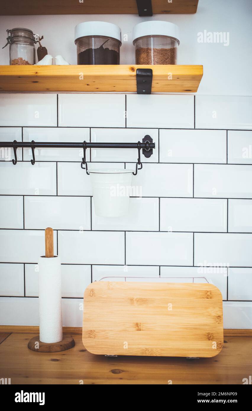 Bright modern kitchen detail mock up for product presentation Stock ...