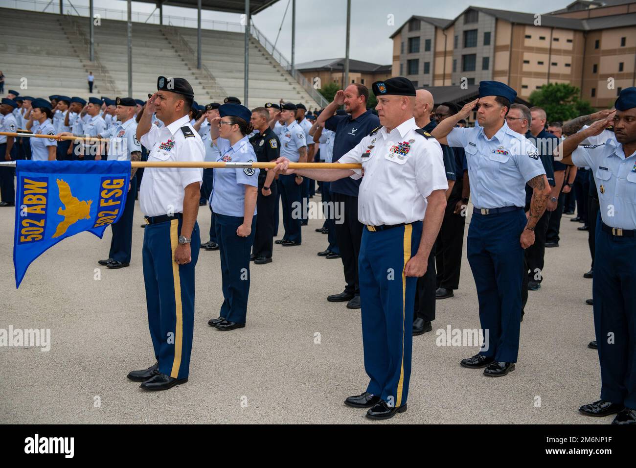 502nd Force Support Group renders a salute during the 502nd Air Base ...