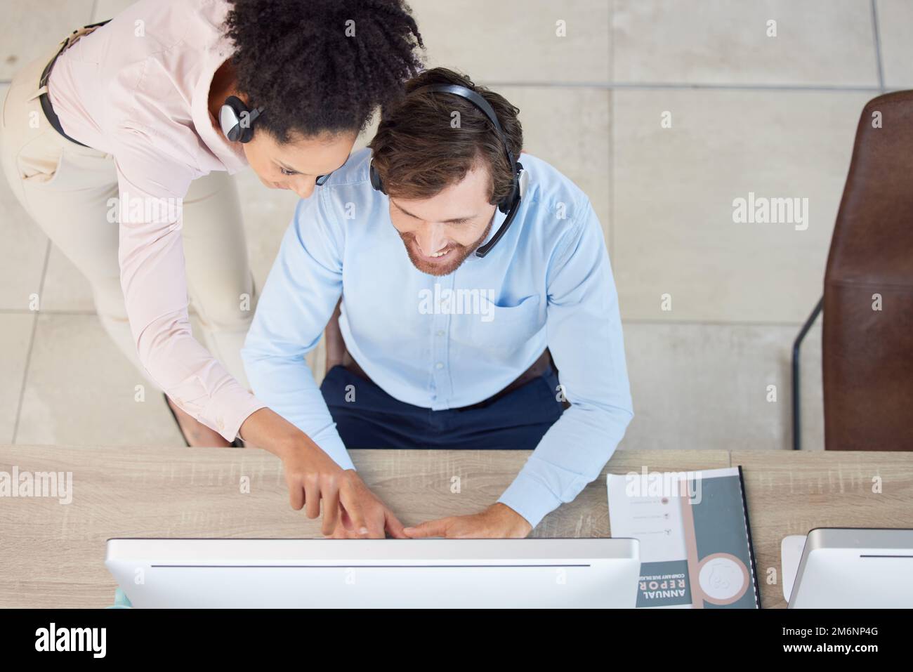 Call center, planning and business people teamwork, collaboration and ...