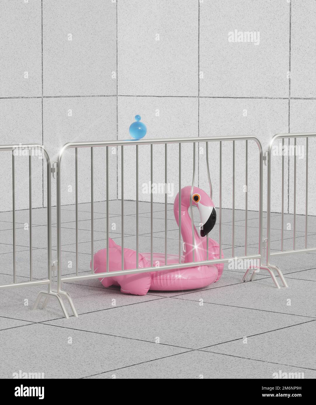 Surreal urban summer environment. City life. 3d render, 3d illustration ...