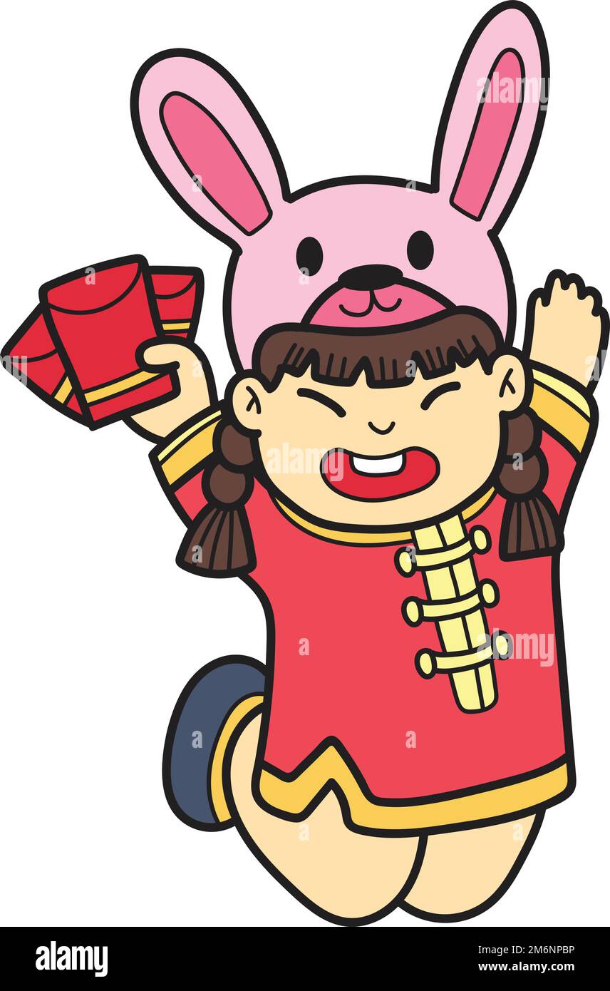 Cartoon cute girl chinese Cut Out Stock Images & Pictures - Alamy