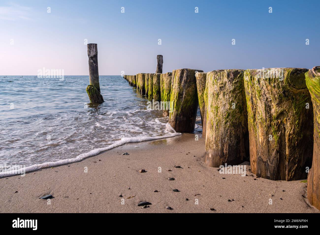 Groynes On The Coast Of The Baltic Sea Near Graal Müritz Stock Photo ...