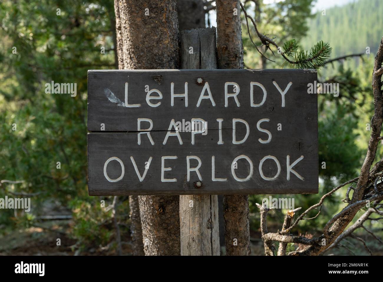 LeHardy Rapids Overlook Sign in Yellowstone National Park Stock Photo ...