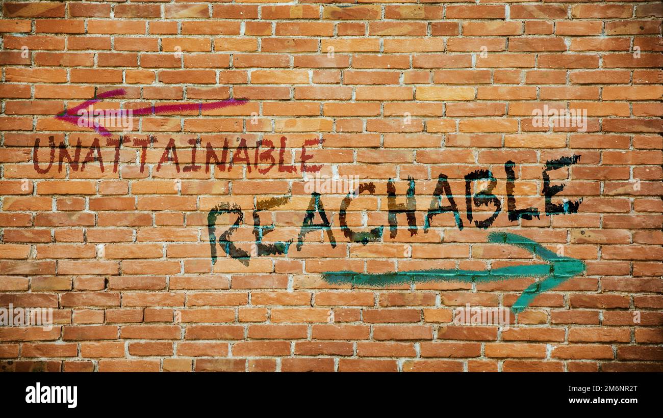 Street Sign to Reachable versus Unattainable Stock Photo - Alamy