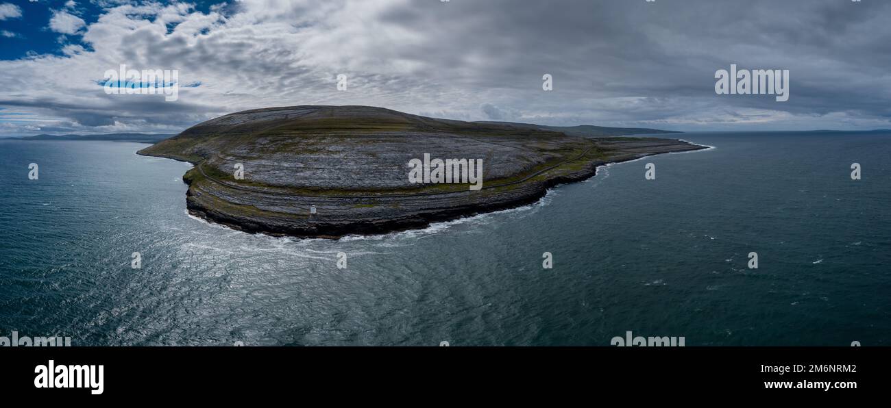 An aerial view of the Burren Coast in County Clare with the Black Head ...