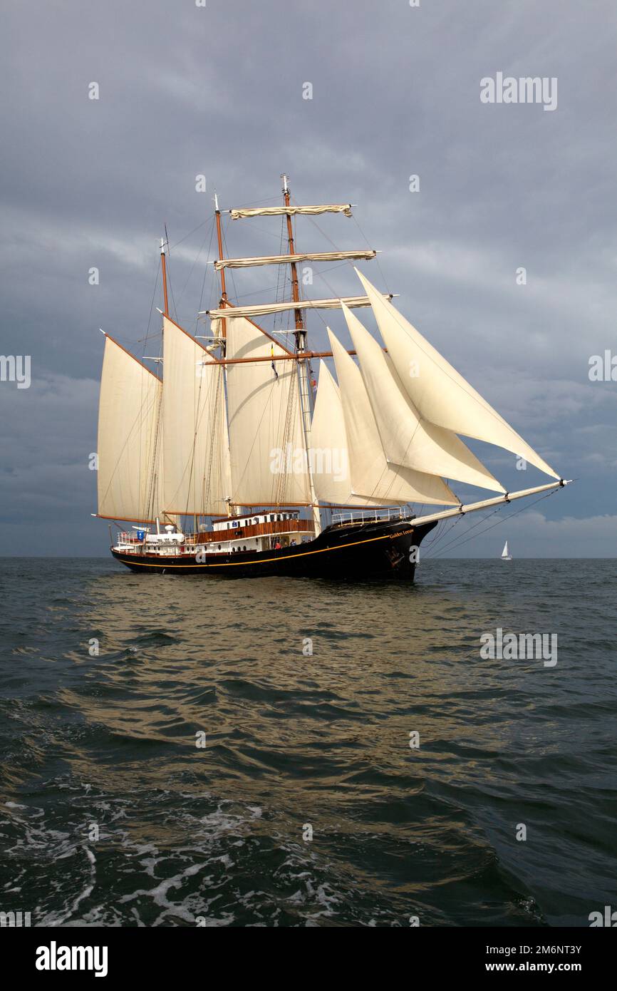 Dutch topsail schooner Gulden Leeuw, race start after Antwerp, 2010 ...