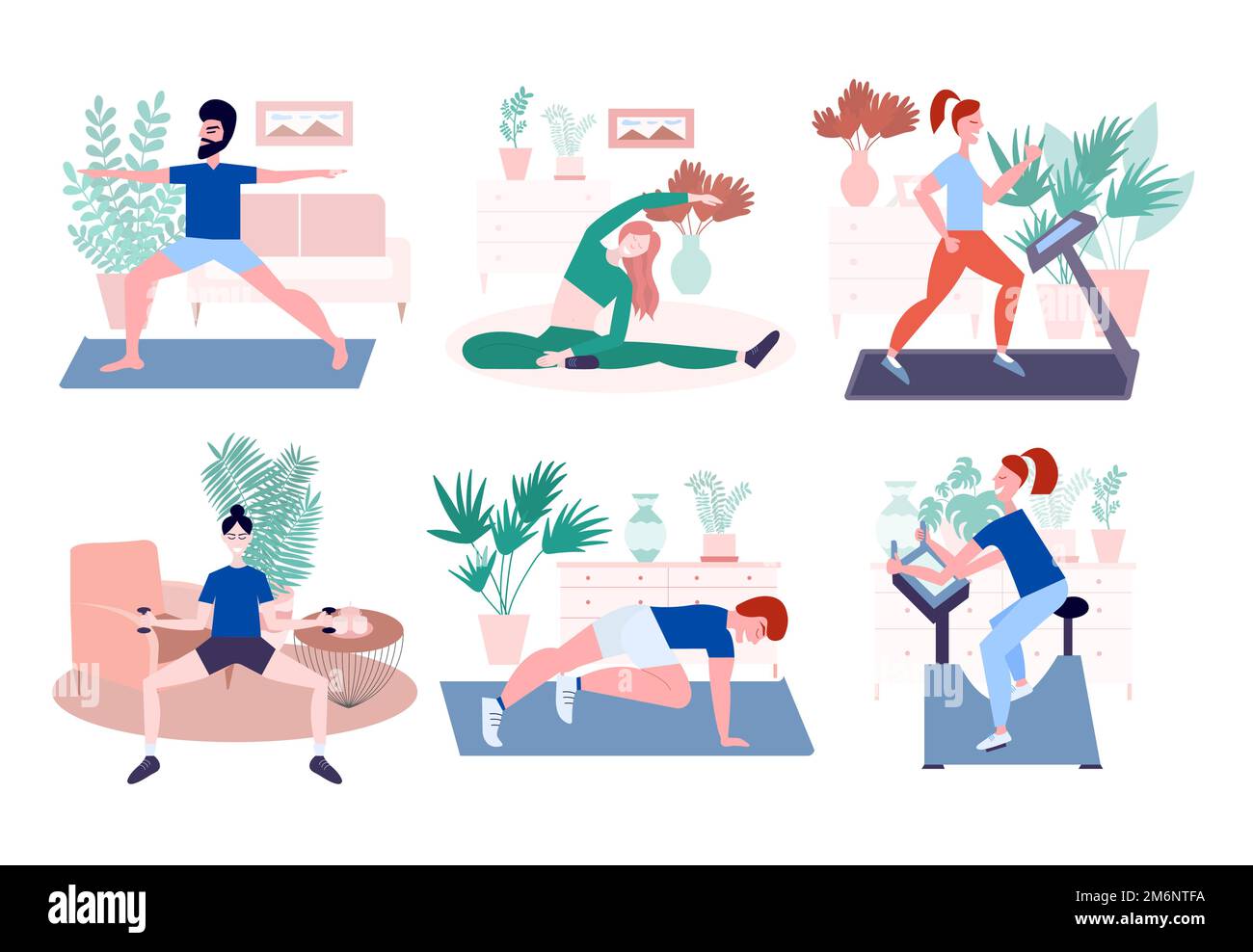 Plank exercise man woman Stock Vector Images - Alamy