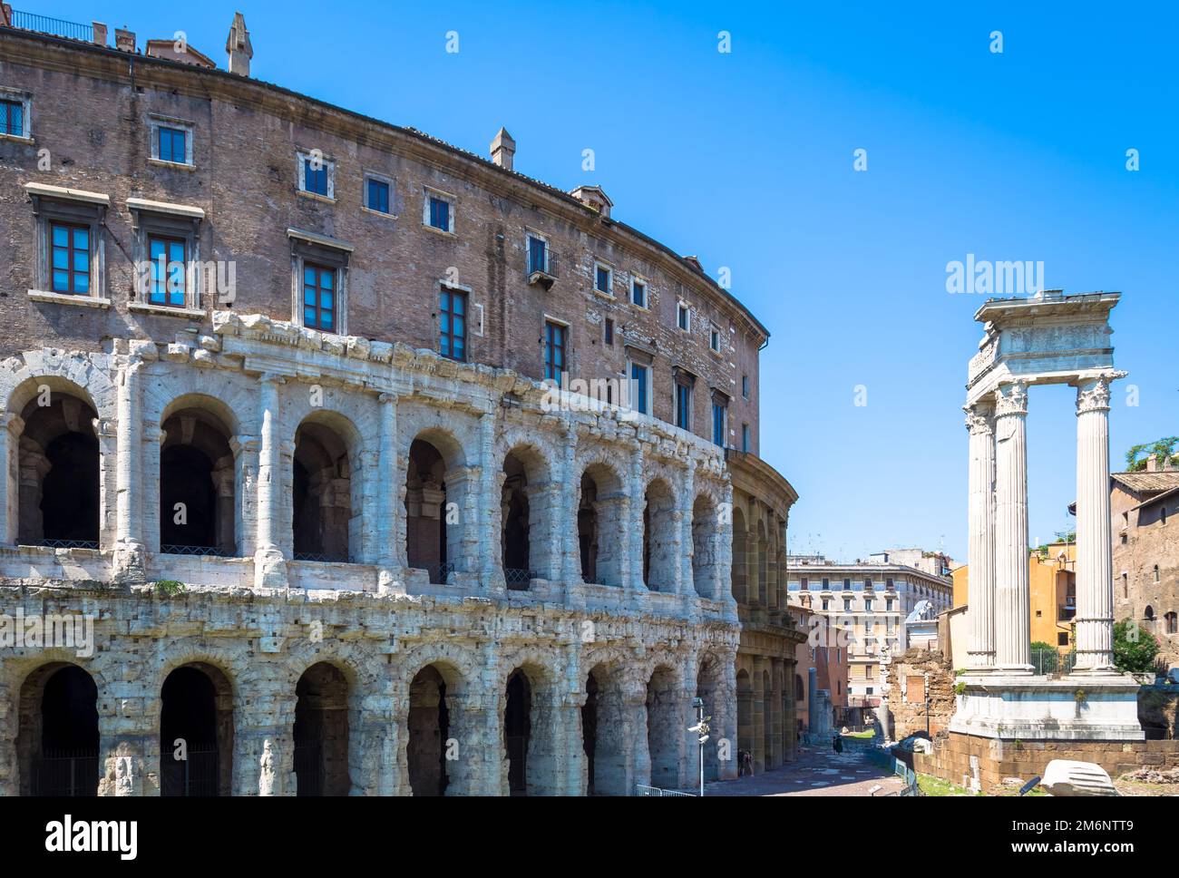 Ancient exterior of Teatro Macello (Theater of Marcellus) located very ...