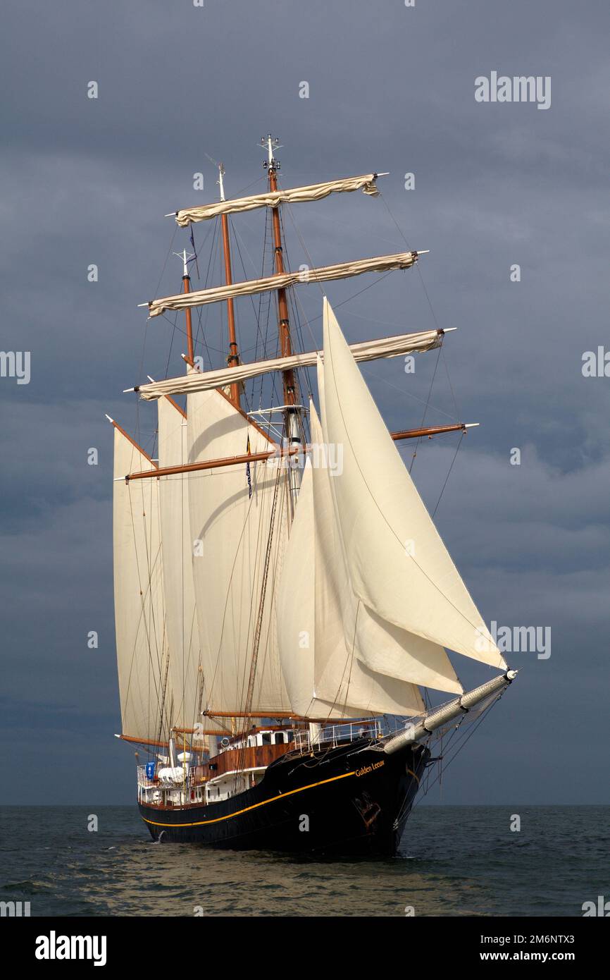 Dutch topsail schooner Gulden Leeuw, race start after Antwerp, 2010 ...