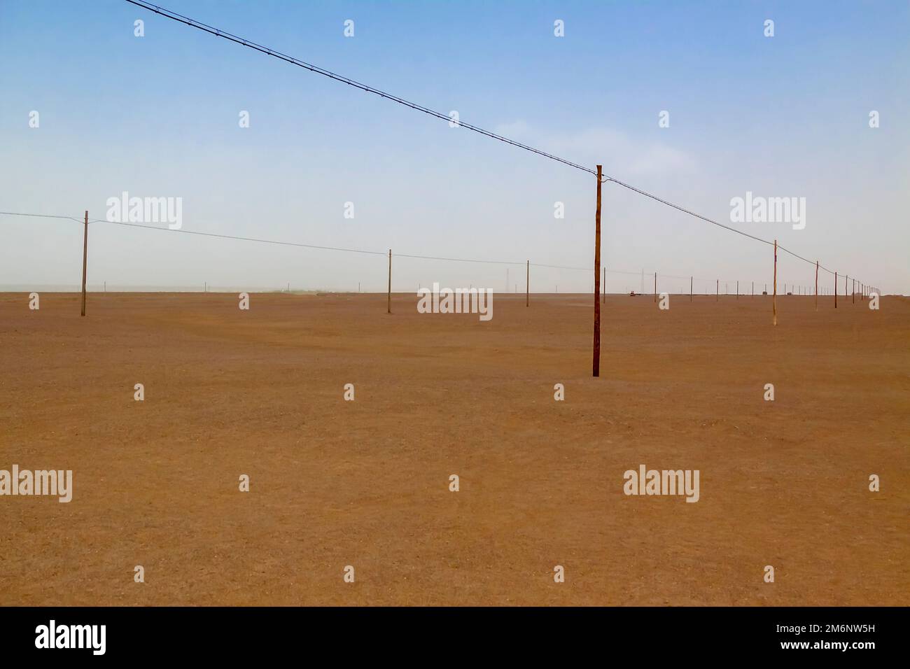Powerlines in Taklamakan desert. Tarim Basin. Xinjiang Autonomus Region ...