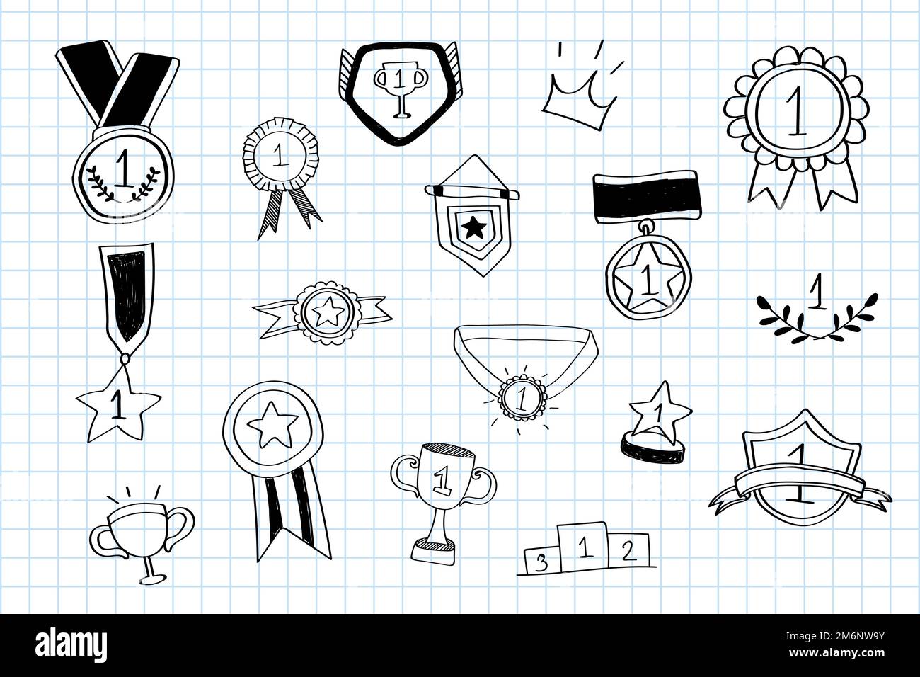 First place winner doodles collection vector Stock Vector Image & Art ...