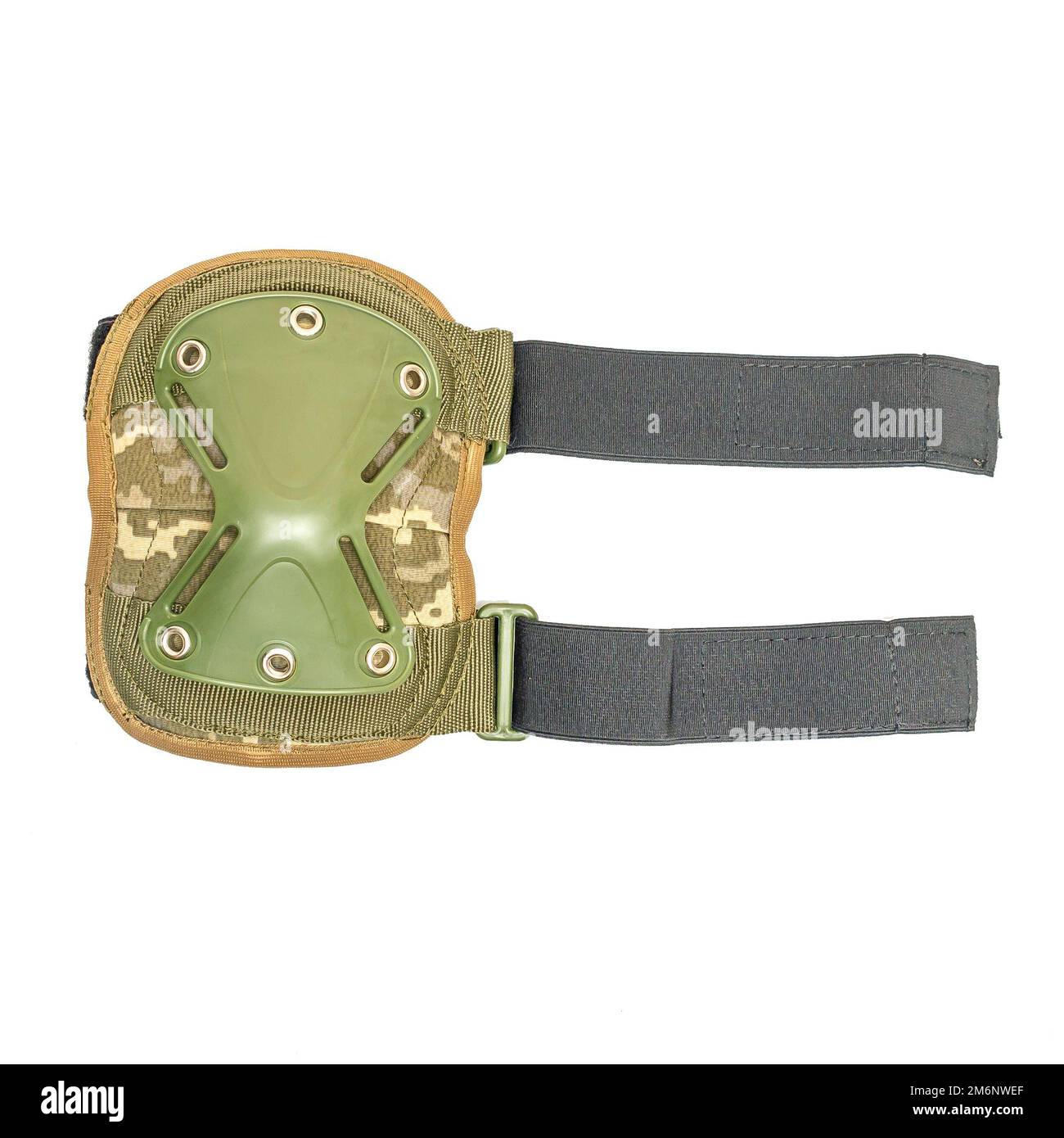 Plastic knee pad for military on white background Stock Photo - Alamy