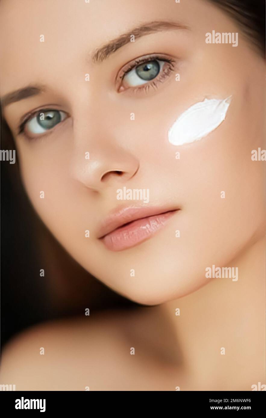 Beauty, face cream and skincare cosmetics model portrait, woman ...