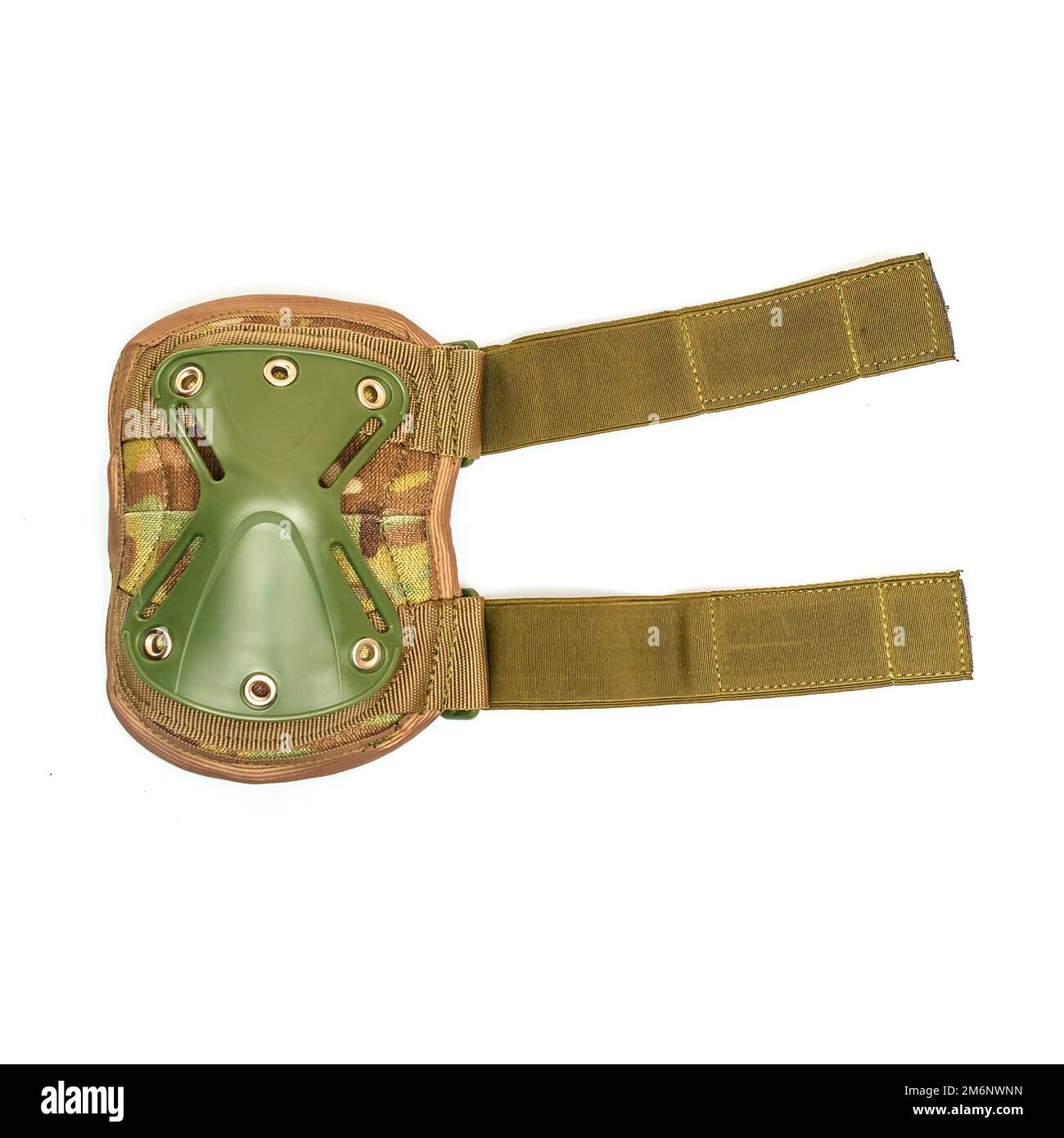 Plastic knee pad for military on white background Stock Photo - Alamy