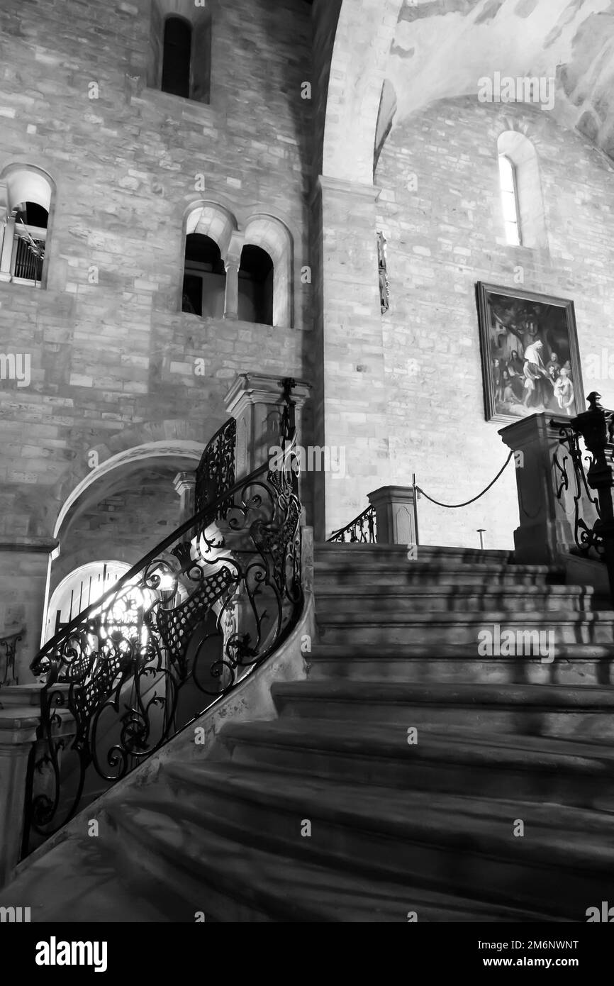 Interior shot of stairway in chapel, part of Prague Castle Complex ...