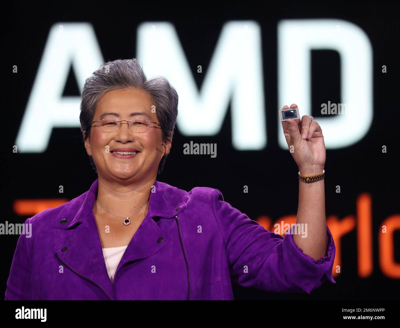Las Vegas, United States. 04th Jan, 2023. CEO of AMD, Lisa Su, holds up ...
