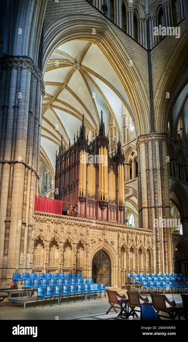 The choir or rood screen, built in the 1330s, and the organ, built in ...