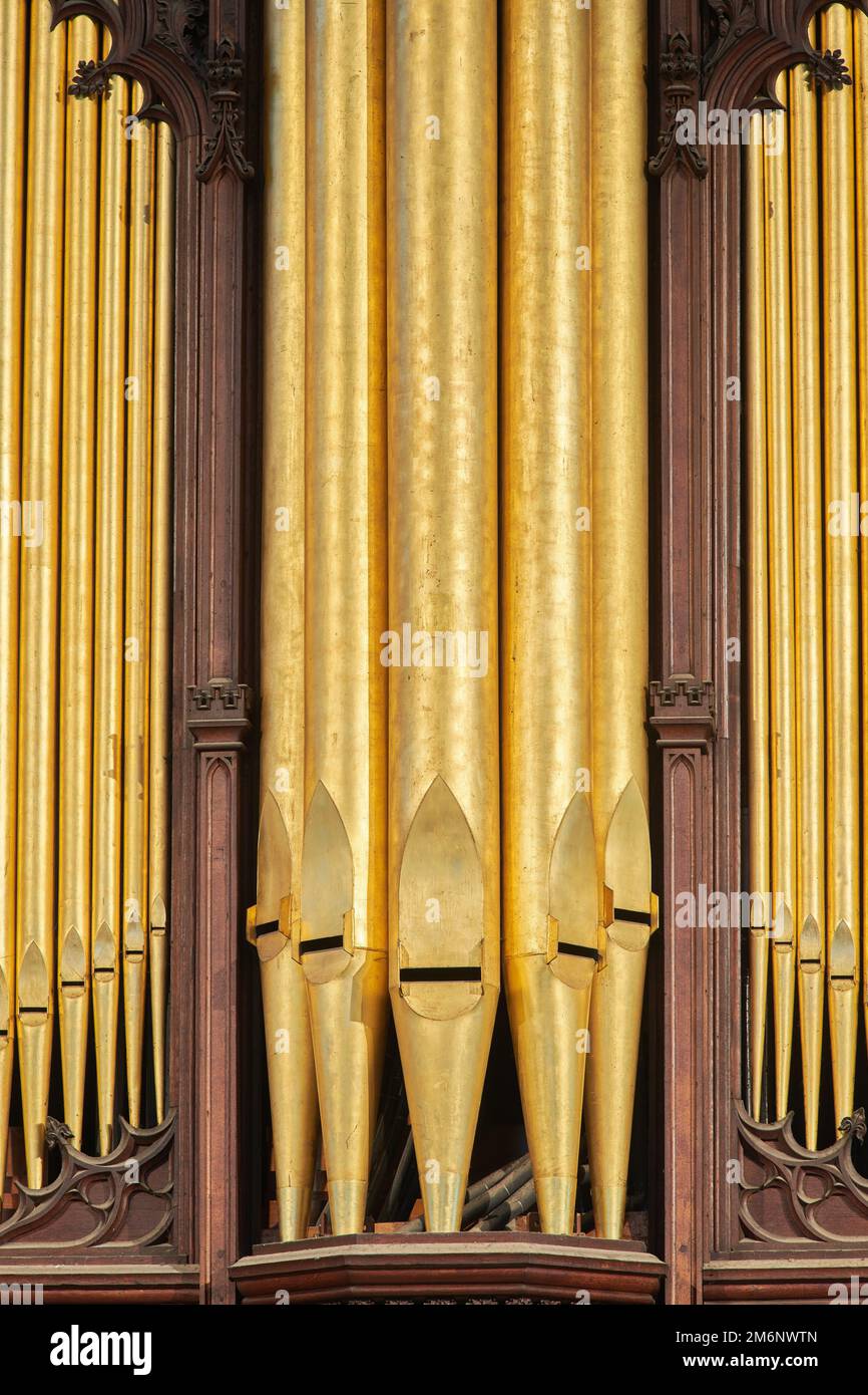 Pipes of the Willis organ, built 1890, at the cathedral of Lincoln ...