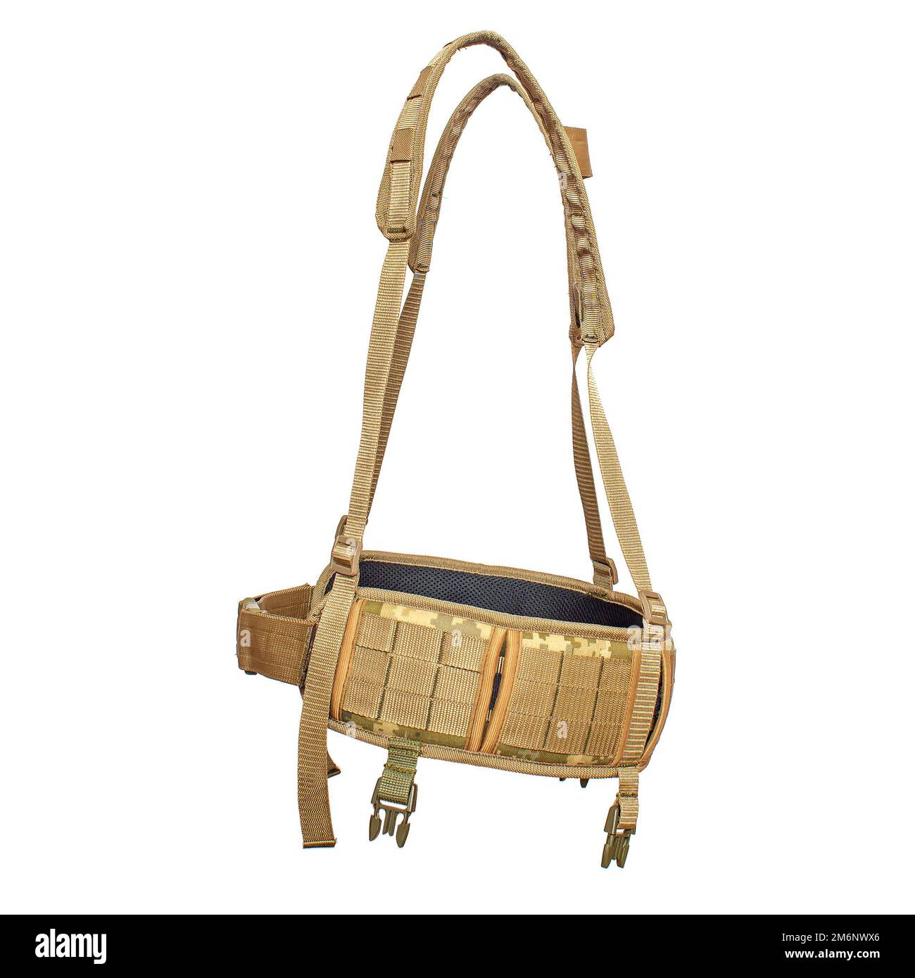 Yellow military life jacket on white background Stock Photo - Alamy