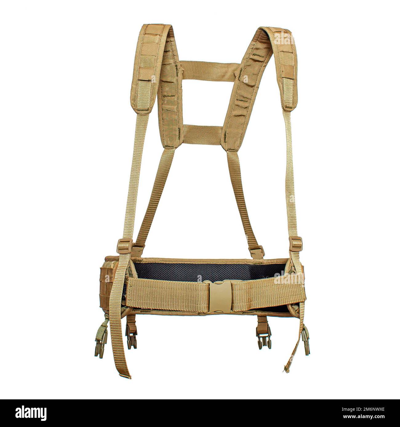 Yellow military life jacket on white background Stock Photo - Alamy