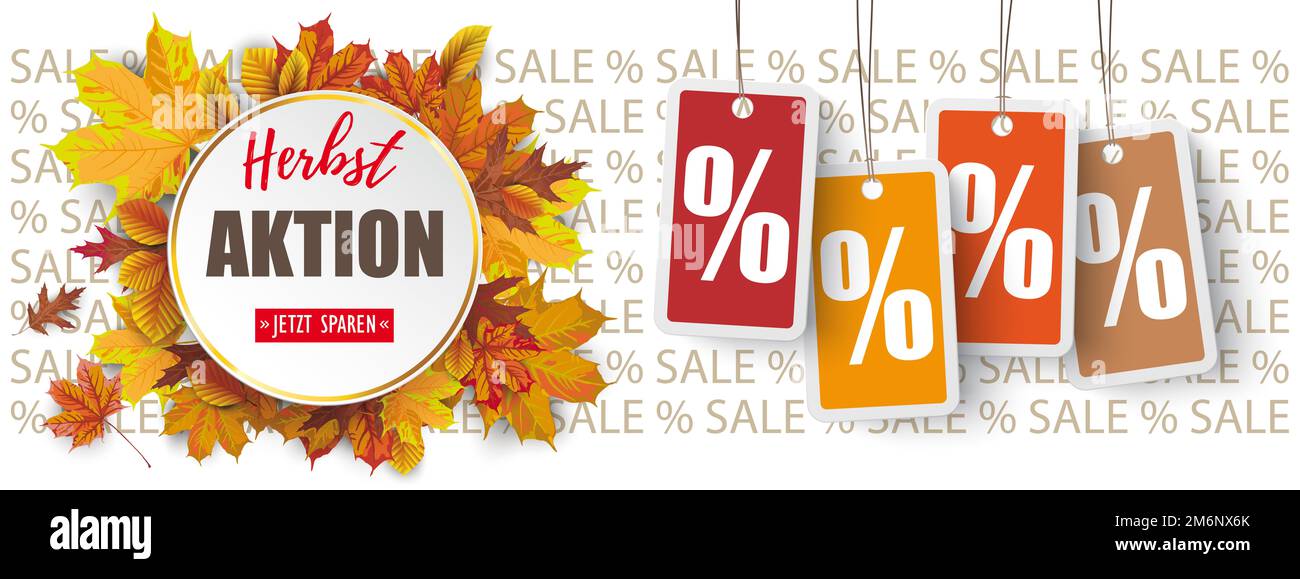 Emblem Autumn Herbstaktion Sale Percents Price Stickers Header Stock ...
