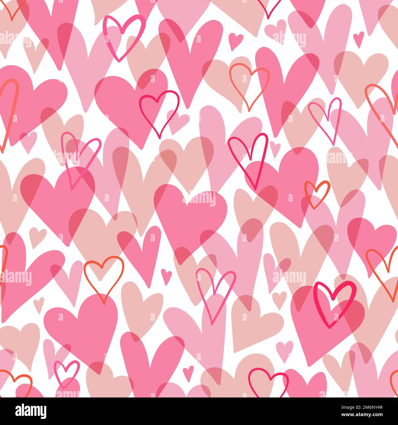 Cute hand drawn hearts seamless pattern, lovely romantic background ...