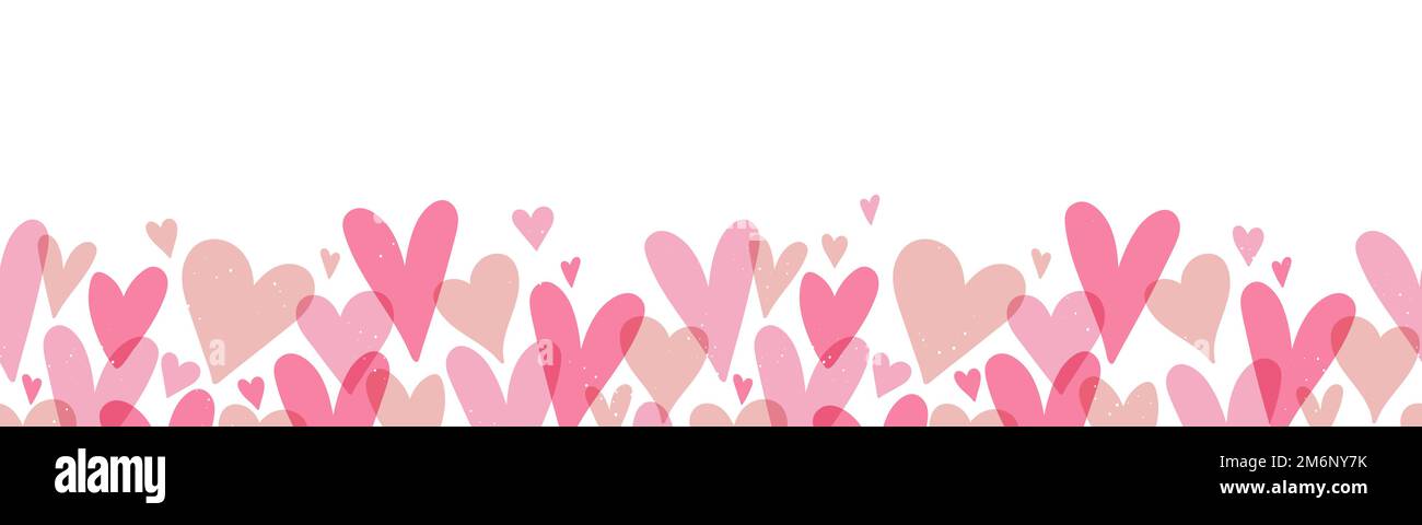 Cute hand drawn hearts seamless pattern, lovely romantic background ...
