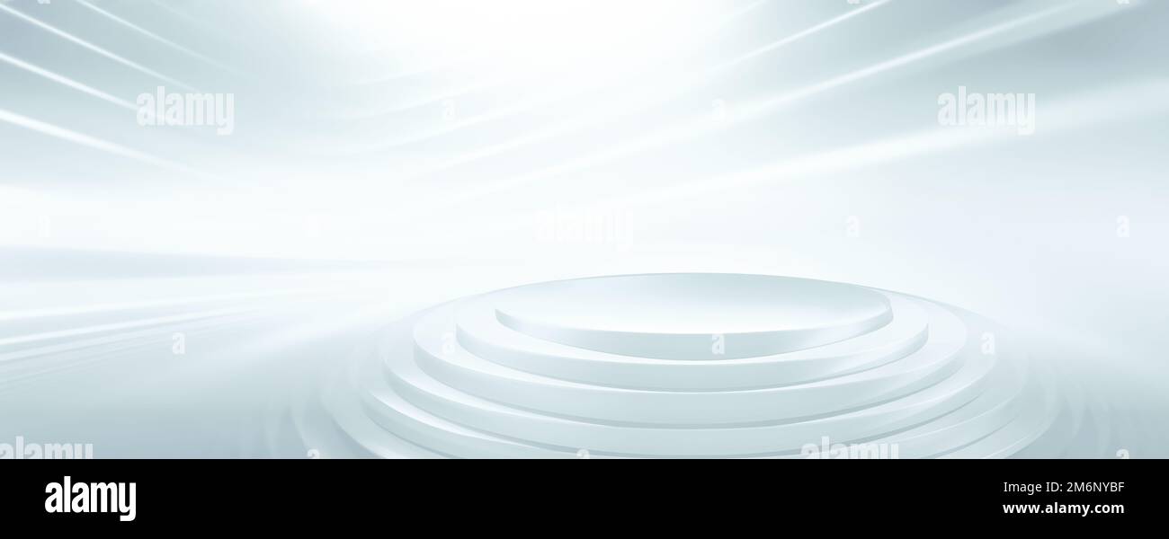 Ultra Wide White Podium Background Stock Photo - Alamy