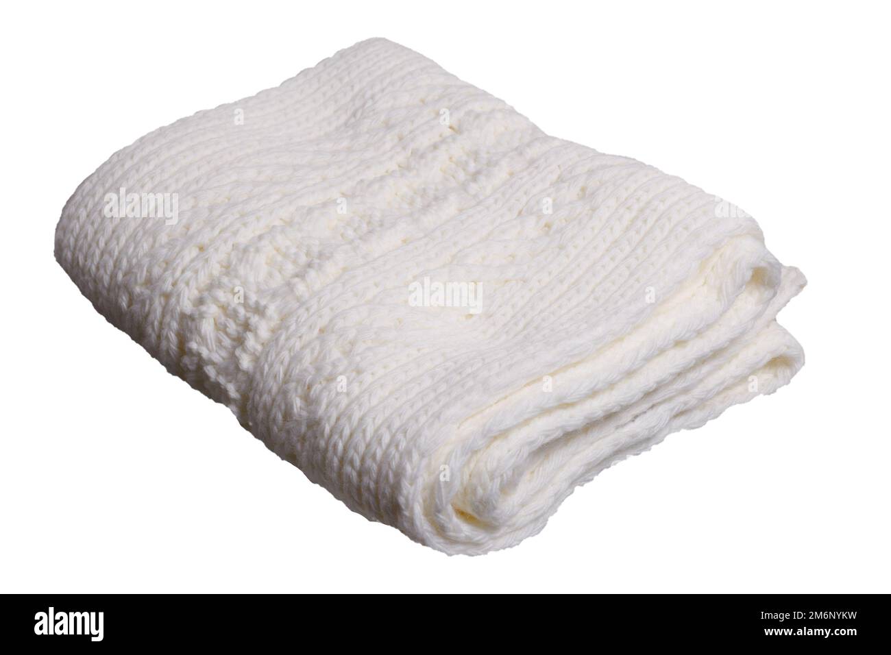 Folded white wool scarf isolated on white background Stock Photo - Alamy