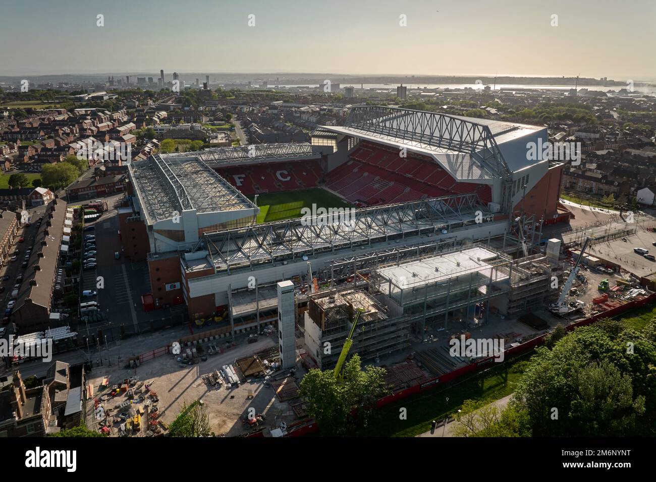 A general aerial view of the new Anfield Road stand during during ...