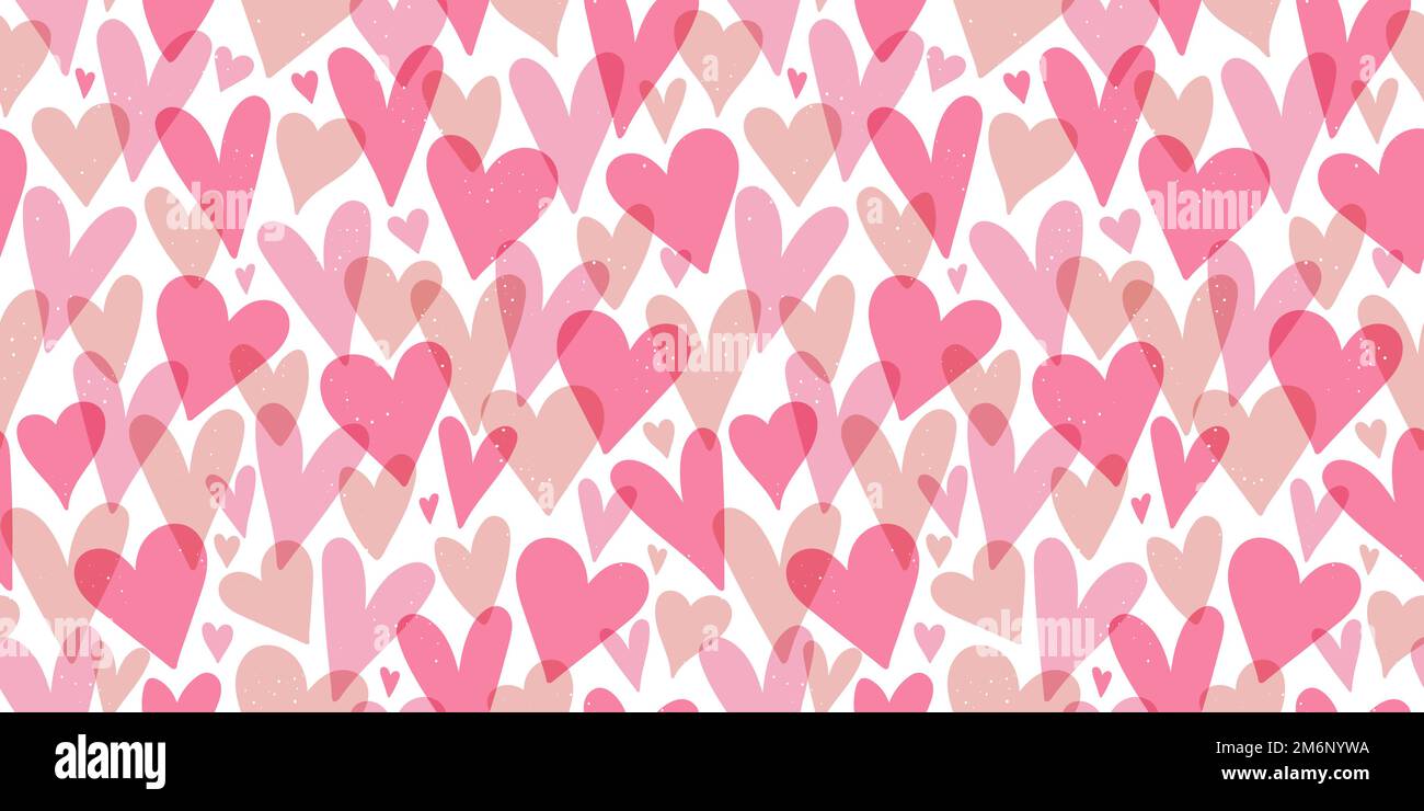 Cute hand drawn hearts seamless pattern, lovely romantic background ...