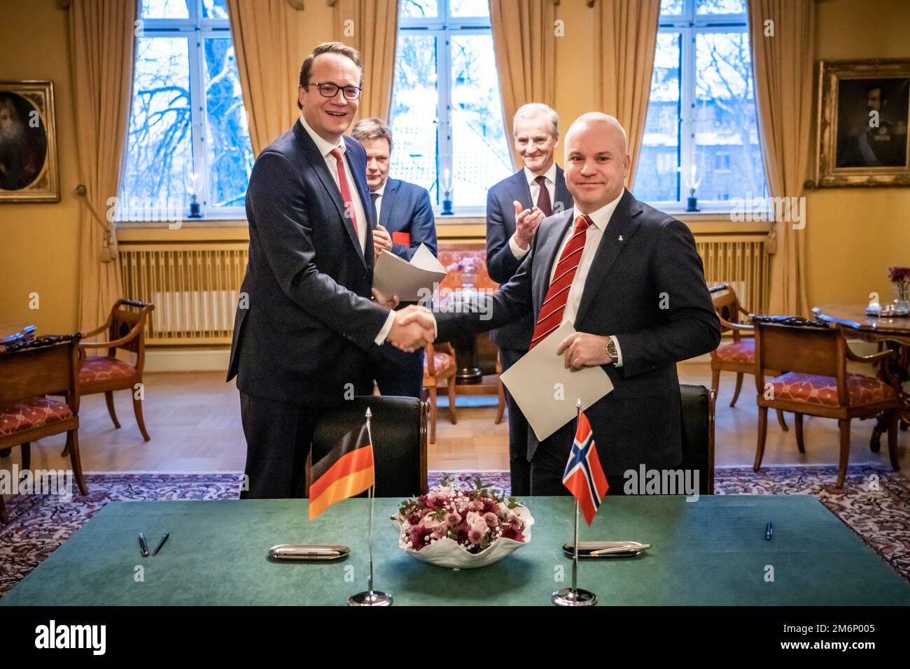 Oslo 20230105.Equinor CEO Anders Opedal and Markus Krebber in RWE ...