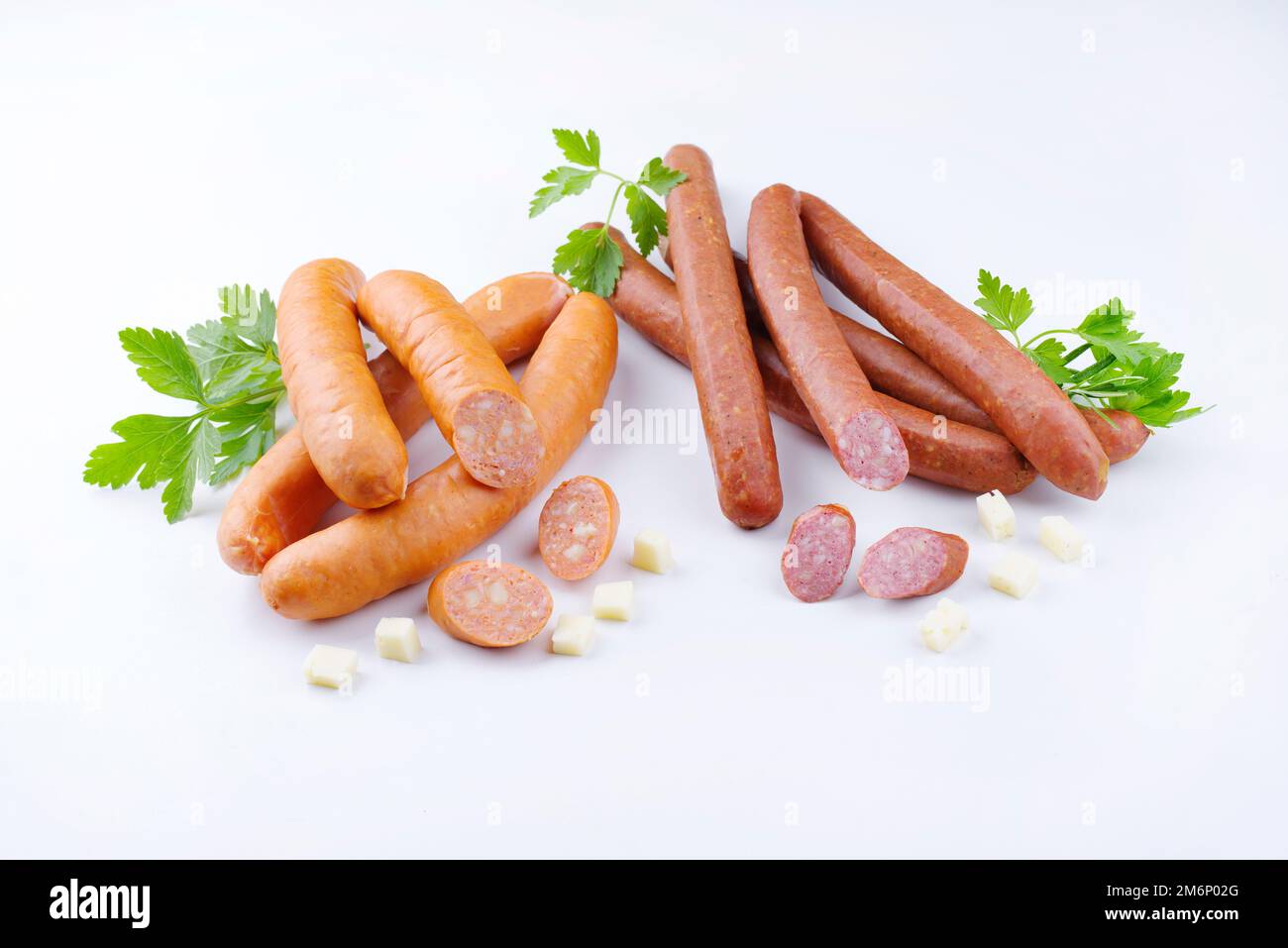 Traditional raw Austrian fine cheese krainer with cheese offered as ...