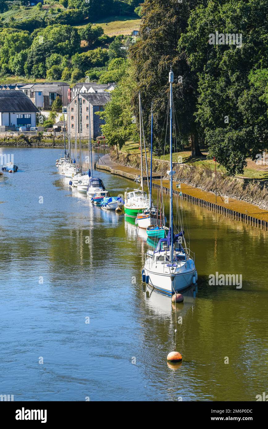 Boats and Yachts on River Dart in Totnes, Devon, England Stock Photo ...