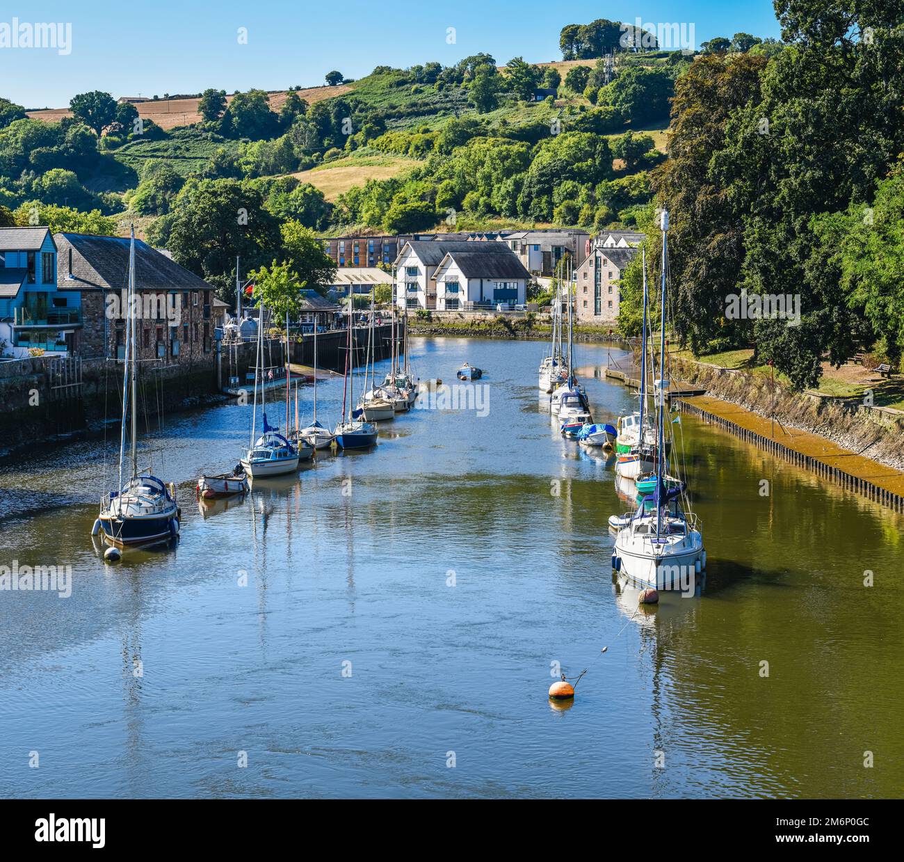 Boats and Yachts on River Dart in Totnes, Devon, England Stock Photo ...