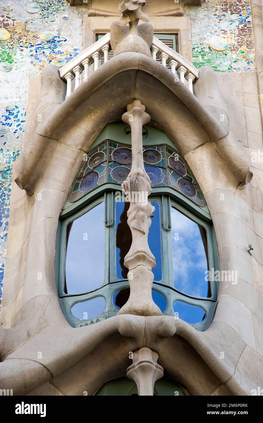 Façade of the Casa Batlo house designed by Antonio Gaudi, Barcelona ...