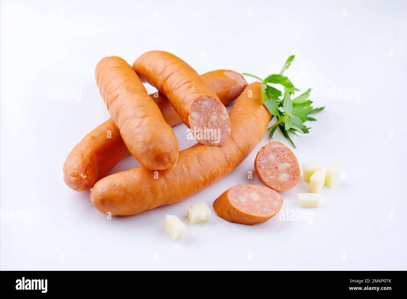 Traditional raw Austrian fine cheese krainer with cheese offered as ...