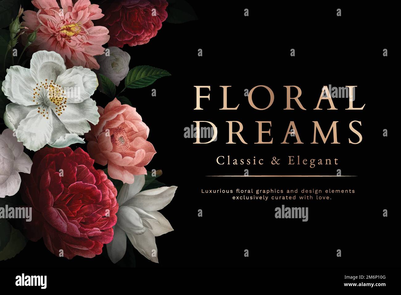 Rose and floral dreams themed background vector Stock Vector Image ...