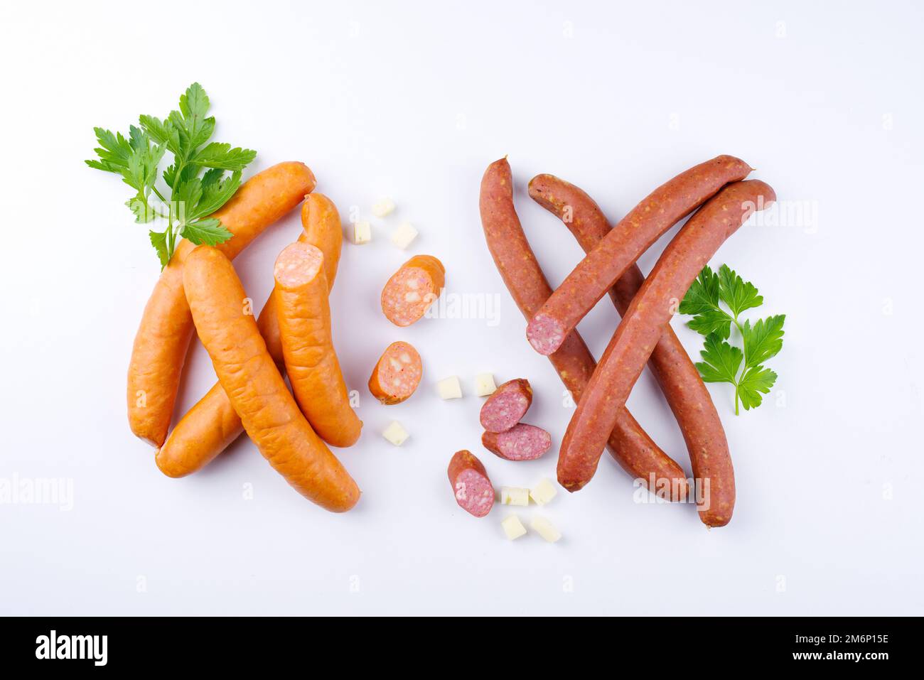 Traditional raw Austrian fine cheese krainer with cheese offered as top ...