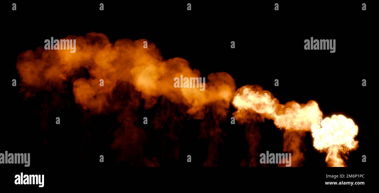 Series of powerful burstings with flames, isolated - object 3D ...