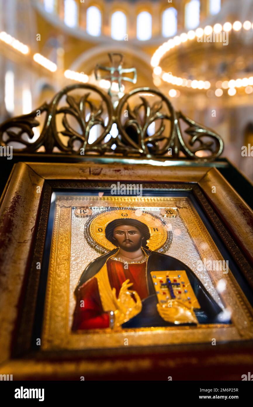 Belgrade, Serbia - December 20, 2022: Icon of Jesus Christ in Byzantine ...
