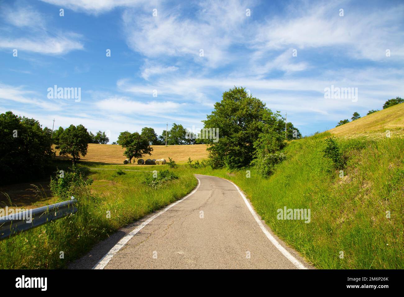 landscape of the Tuscan-Emilian Apennines with road and autumn foliage ...