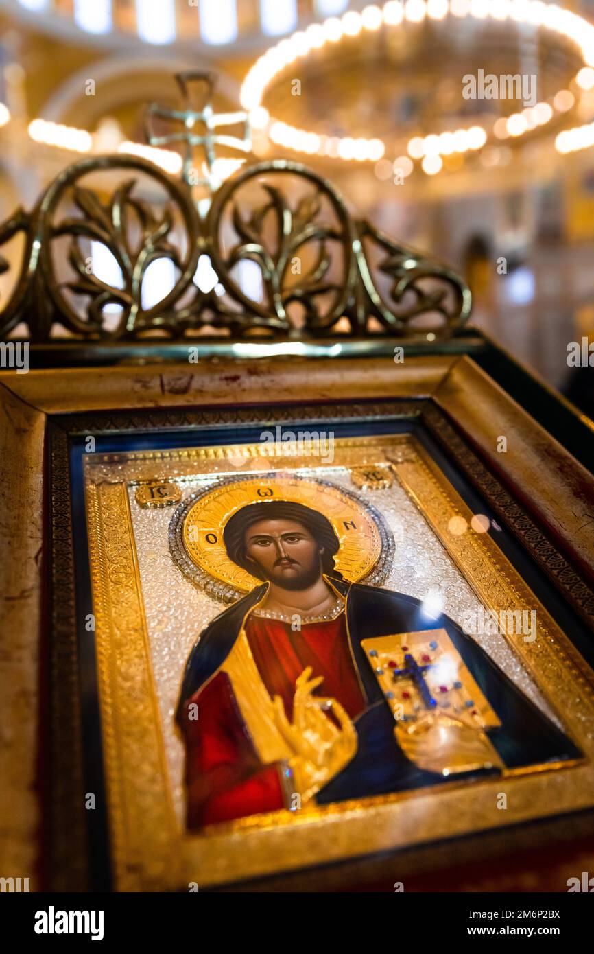 Belgrade, Serbia - December 20, 2022: Icon of Jesus Christ in Byzantine ...