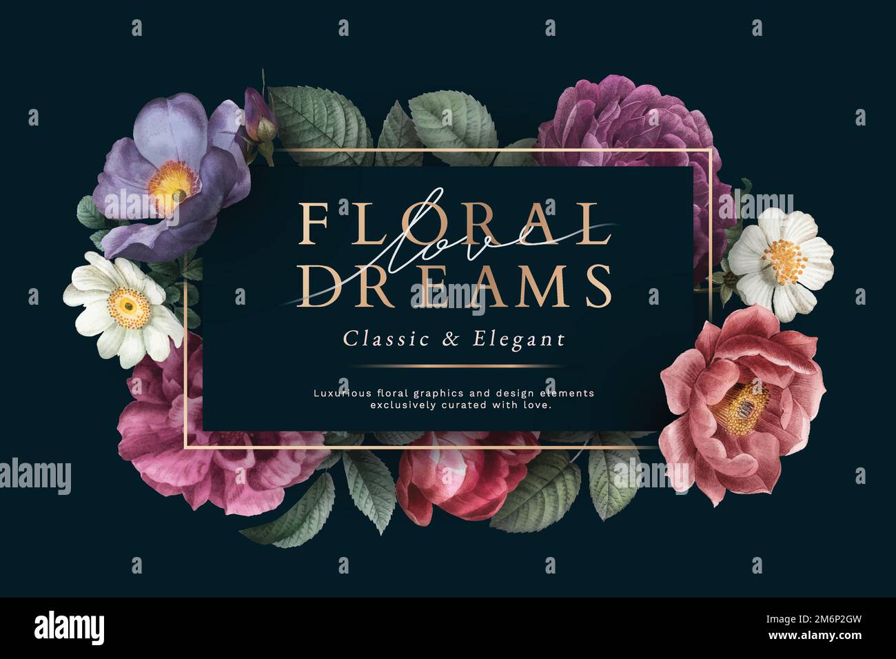 Rose and floral dreams themed background vector Stock Vector Image ...